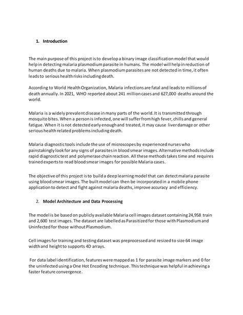 Deep Learning Malaria Detection Model By Emmanuel Baisire Pdf