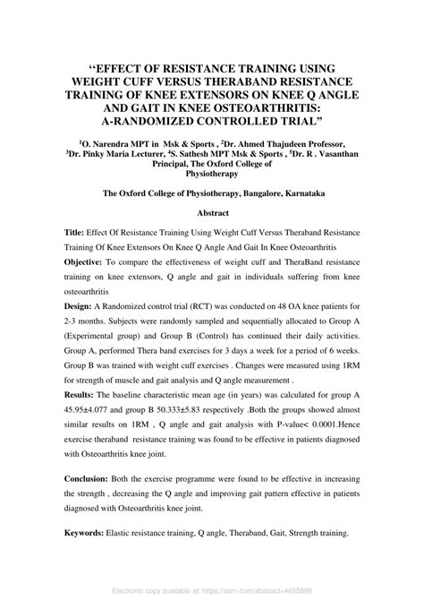 Pdf Effect Of Resistance Training Using Weight Cuff Versus