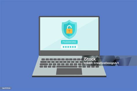 오픈 자물쇠 기호와 암호 화면 노트북 Vpn에 대한 스톡 벡터 아트 및 기타 이미지 Vpn 노트북 벡터 Istock