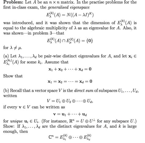 solved let a be an n times n matrix in the practise