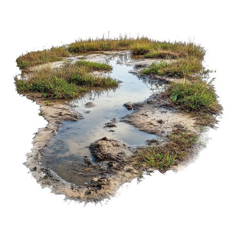 Exploring The Wetland Ecosystem Of Mudflats And Puddles Surrounded By