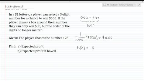 solved winning the lottery for a daily lottery a person selects a