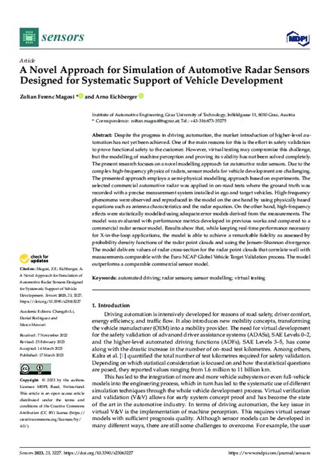 pdf a novel approach for simulation of automotive radar sensors