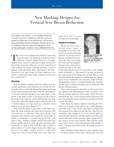 Pdf New Marking Designs For Vertical Scar Breast Reduction