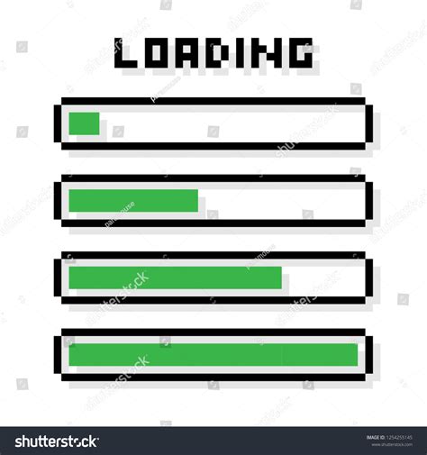 Vektor Stok Pixel Art 8bit Loading Bars Set Tanpa Royalti 1254255145