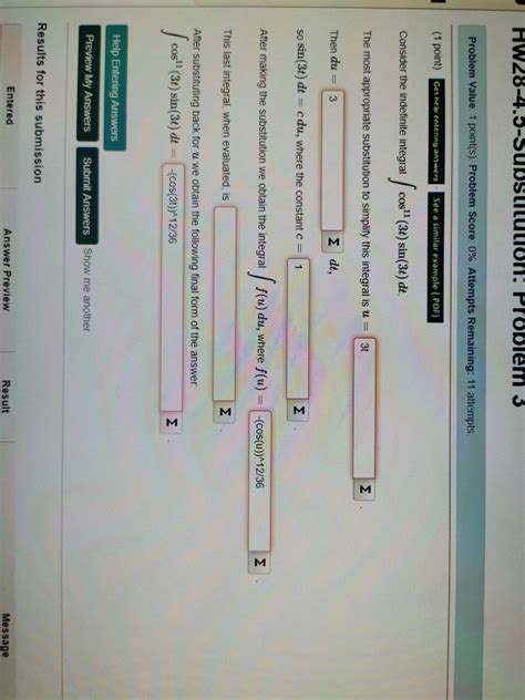 solved hw28 4 5 substitution problem 3 problem value 1