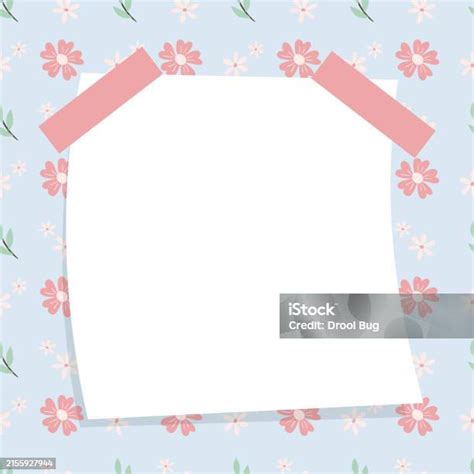 귀여운 카와이 파스텔 꽃 잎 파란색 배경 패턴 메모장 메모장과 포스터 개념에 대한 스톡 벡터 아트 및 기타 이미지 개념 개념과 주제 귀여운 Istock