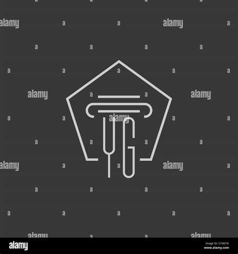 Initial Monogram YG With Monoline Pillar Logo Design Ideas Stock Vector