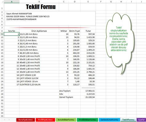 Demir Çelik Toptancıları İçin Teklif Hazırlama Excel Ortamında Ozan