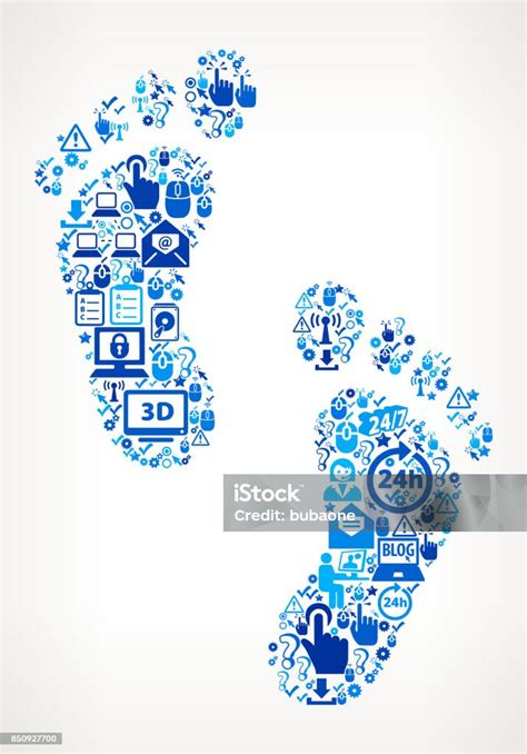 foot prints tech support vector icon pattern stock illustration