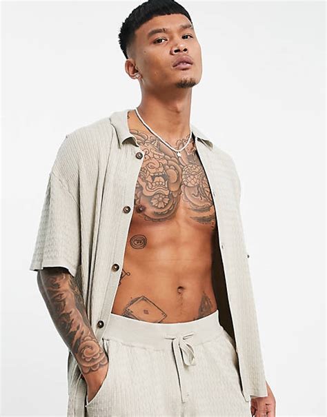 Bershka Chemise Densemble En Maille Beige Asos