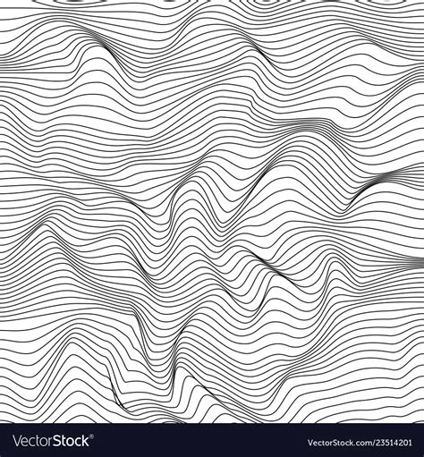 Abstract Dynamical Rippled Surface Black And Vector Image