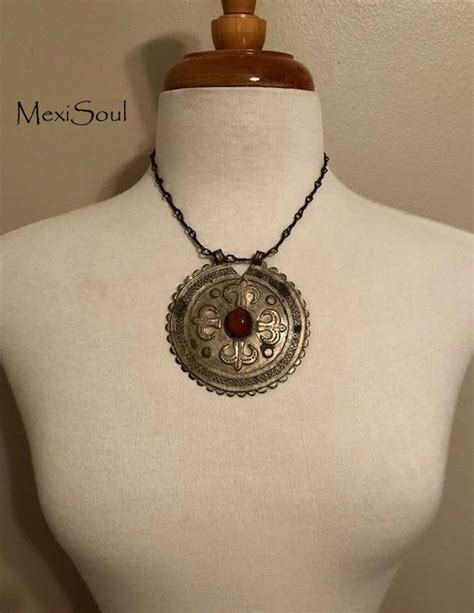 Vintage Assemblage Large Pendant Necklace Large Ethnic Pendant
