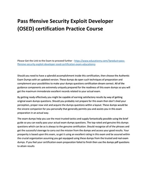 Ppt Ffensive Security Exploit Developer Osed Certification