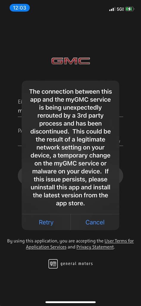 Connection Between App And Mygmc Service Issue Rgmc