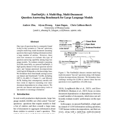 Fanoutqa A Multi Hop Multi Document Question Answering Benchmark For