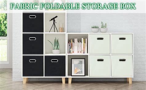 Yunkeeper Black Fabric Cubby Storage Bins 13x13x13 Inches