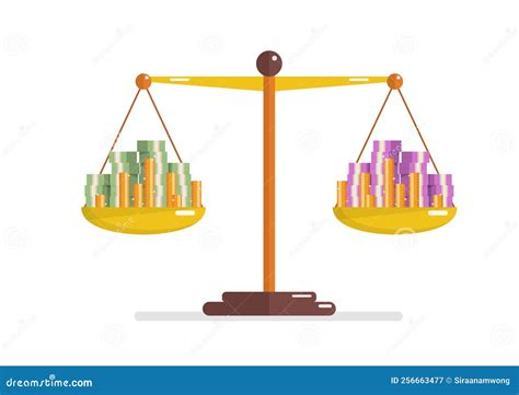 Comparison Between Two Currency On Balance Scale Stock Vector