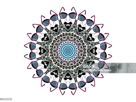 최면 상황에서 안경을 가진 사람의 원형 그림 흰색 배경에 사람에 미치는 영향의 개념 포장 지 장식 문신 직물에 인쇄에 적합합니다