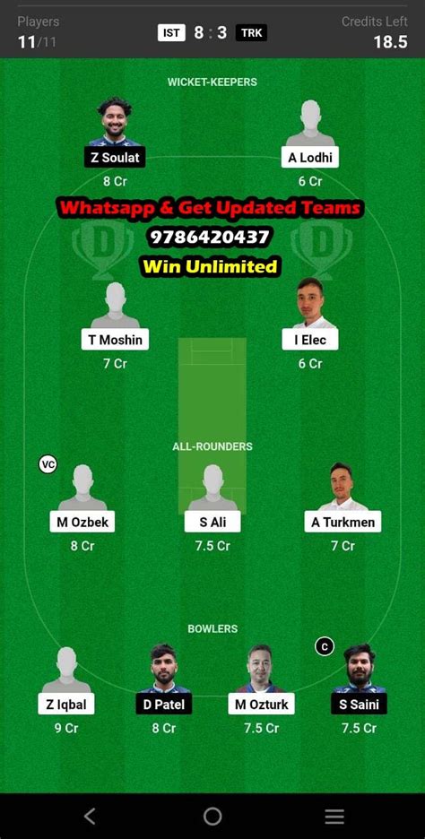 IST Vs TRK Th Match Dream Team Fantasy Prediction FanCode ECS Bulgaria T