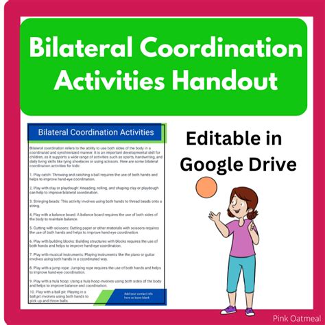 Bilateral Coordination Activities Handout Editable Sheet Pink