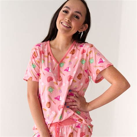 Pink All Stars Womens Short Sleeve Pajama Top Little Sleepies