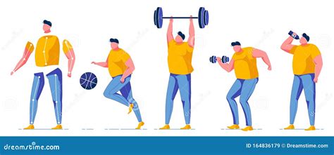 Man Exercising In Gym Constructor For Animation Stock Vector