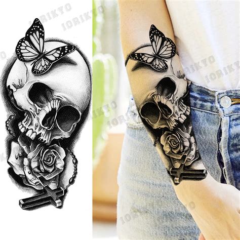 Girly Skull Butterfly Tattoos