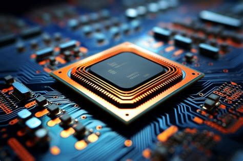 Macro Shot Of Microchip Evolution Premium Ai Generated Image