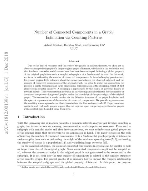 number of connected components in a graph estimation via counting