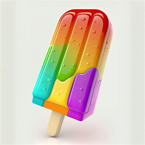 Premium Photo A Colorful Popsicle On White Background With Vivid