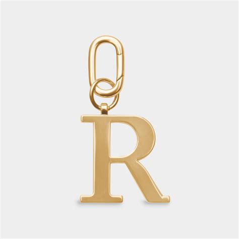 R Gold Metal Letter Keyring