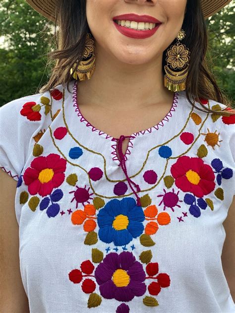 Hand Embroidered Floral Top Colorful Artisanal Top Embroidered