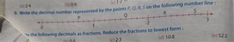 Write The Decimal Number Represented By The Points P Q R S On The Foll