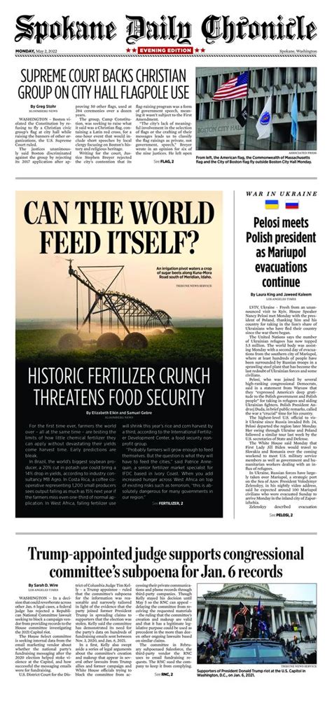 The Chronicle Front Page For May 2 2022 The Spokesman Review