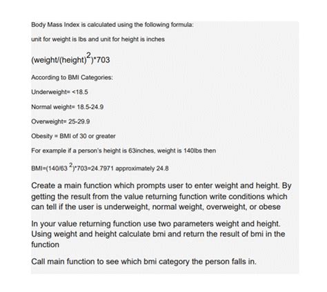 solved body mass index is calculated using the following formula