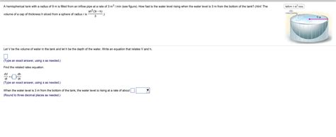 Solved A Hemispherical Tank With A Radius Of 9 M Is Filled