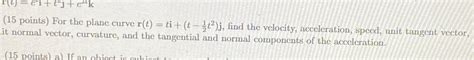 solved 15 ﻿points ﻿for the plane curve r t ti t 12t2 j