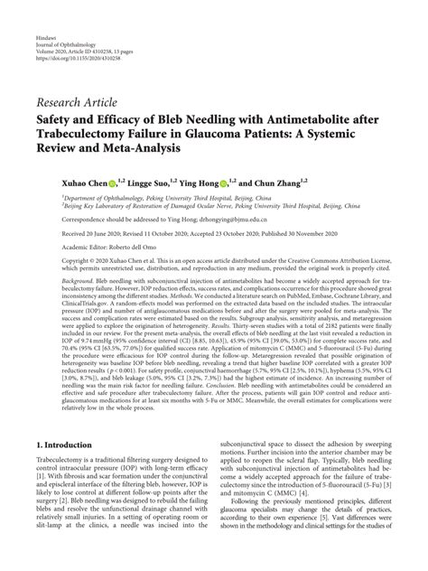 Pdf Safety And Efficacy Of Bleb Needling With Antimetabolite After