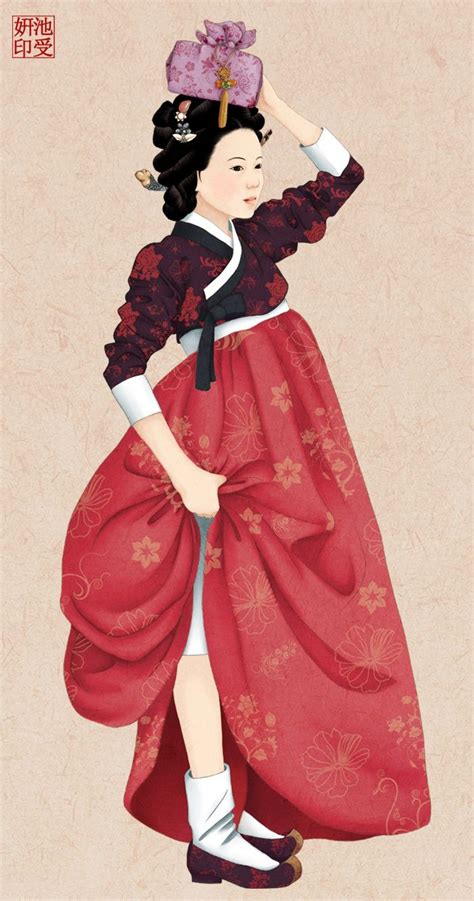 봇짐 들고 있는 한복입은 여자 일러스트 그림 한복일러스트 지수연 By 지수연 On Grafolio Korean Illustration Korean Art Korean