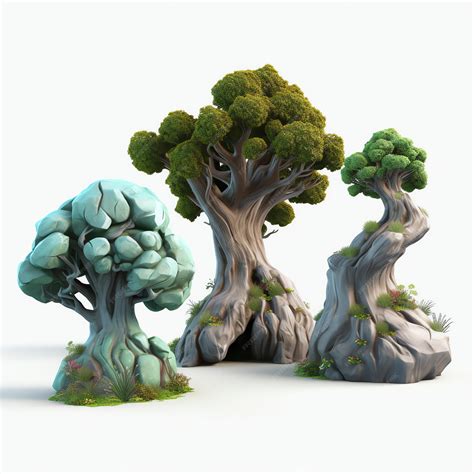 Premium Ai Image 3d Asset Trees Cartoon Style For Game Asset