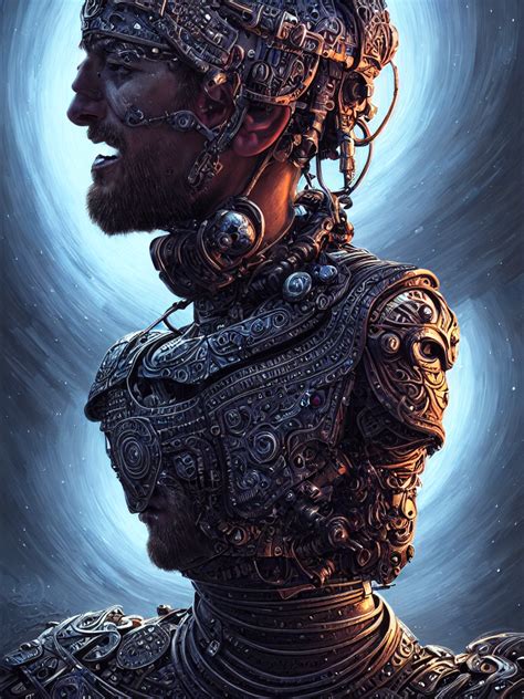 KREA AI Portrait Of Viking Warrior Wearing Epic Bionic Cyb