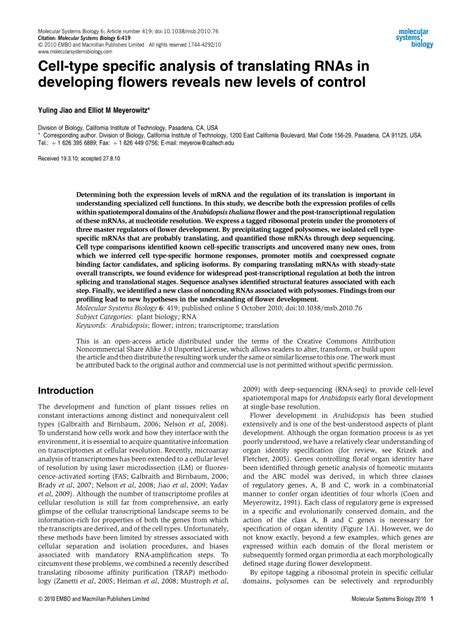 pdf cell type specific analysis of translating rnas in developing