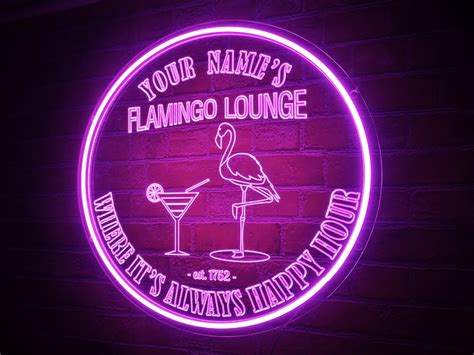 Customized Flamingo Lounge Neon Bar Sign Personalized Wall Décor