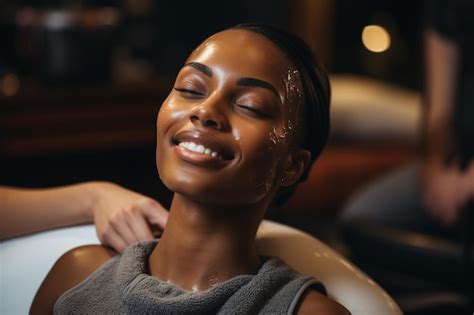 Premium Photo Young Beautiful Africanamerican Woman Getting A Facial