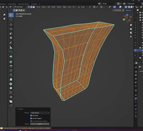 Uv Unwrapping Of A Simple Mesh Gives Unwrap Failed To Solve 1 Of 1 Instance Saying I Need More
