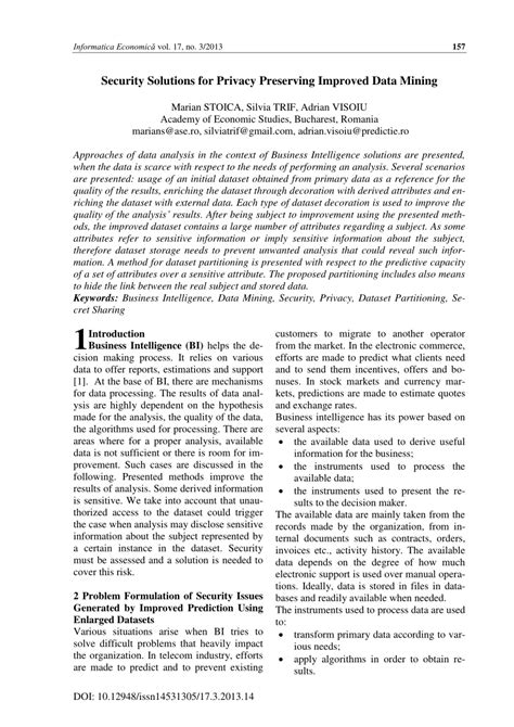 Pdf Security Solutions For Privacy Preserving Improved Data Mining