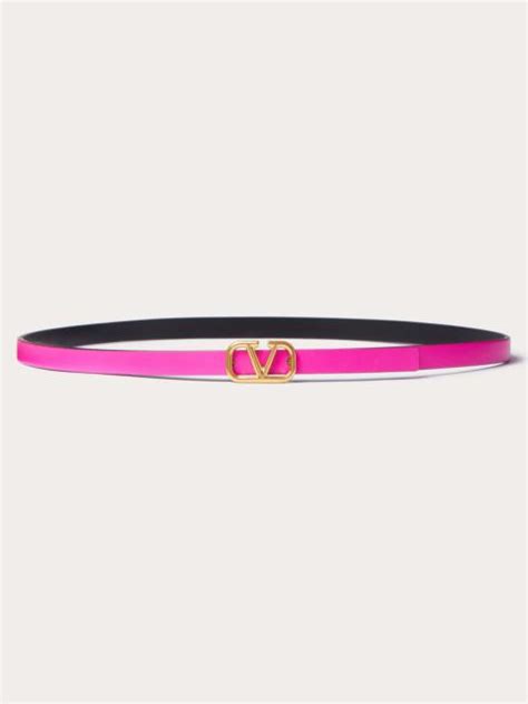 Valentino Vlogo Signature Reversible Shiny Calfskin Belt 10 Mm Reversible