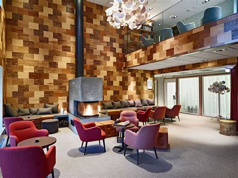 Design Detail A Patchwork Of Wooden Panels Cover This Hotels Walls