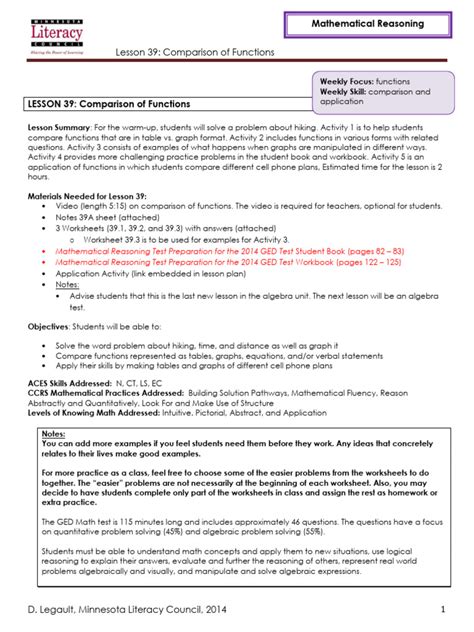 Ged Math Lesson 39 Function Comparison Final Public 0 Pdf Function Mathematics Mathematics